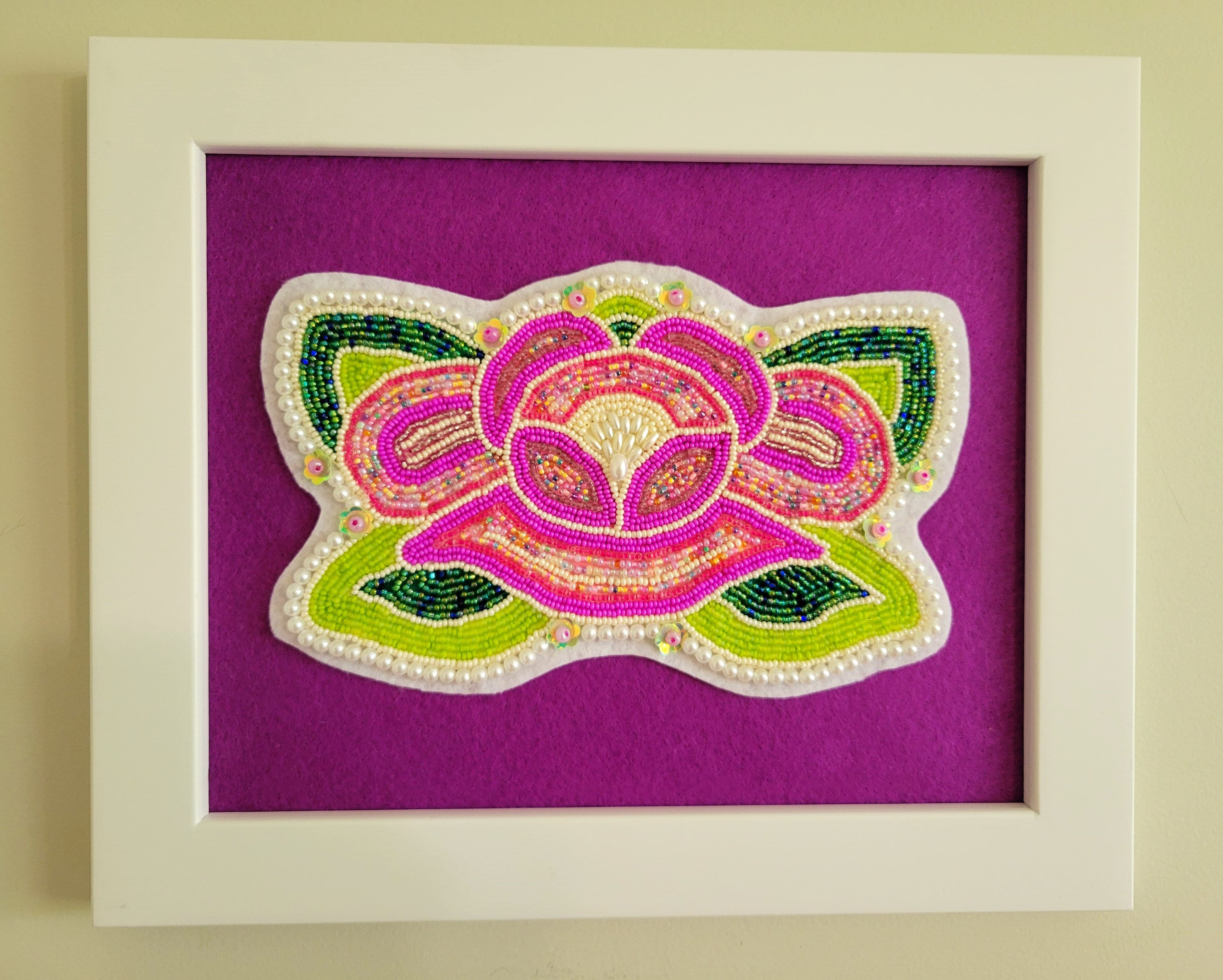 Metis Floral Beadwork, Set in Decorative Frame, Handmade in Canada ...