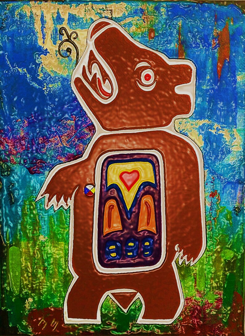 Native Art Print: "bear Stands Like Man" - Indigenous Woodland Decor - Etsy