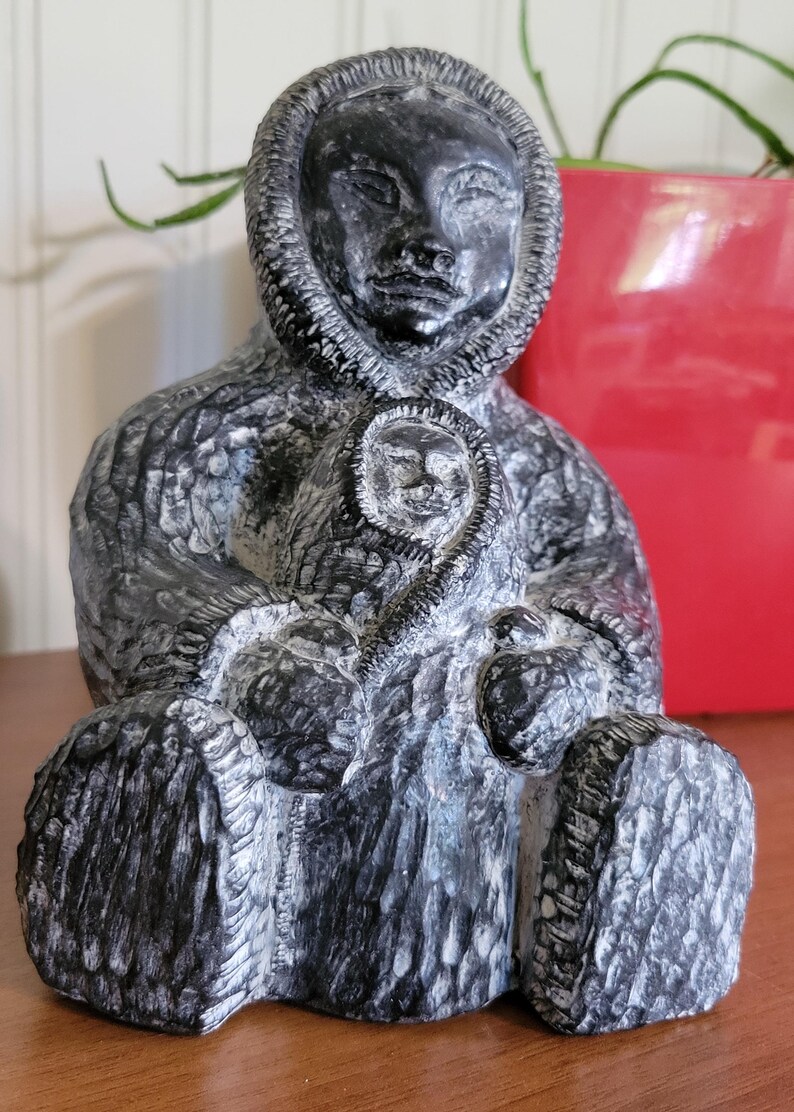 Rare Vintage Sculpture Inuit Mother & Child: Canadian Made, Nuvuk - Etsy