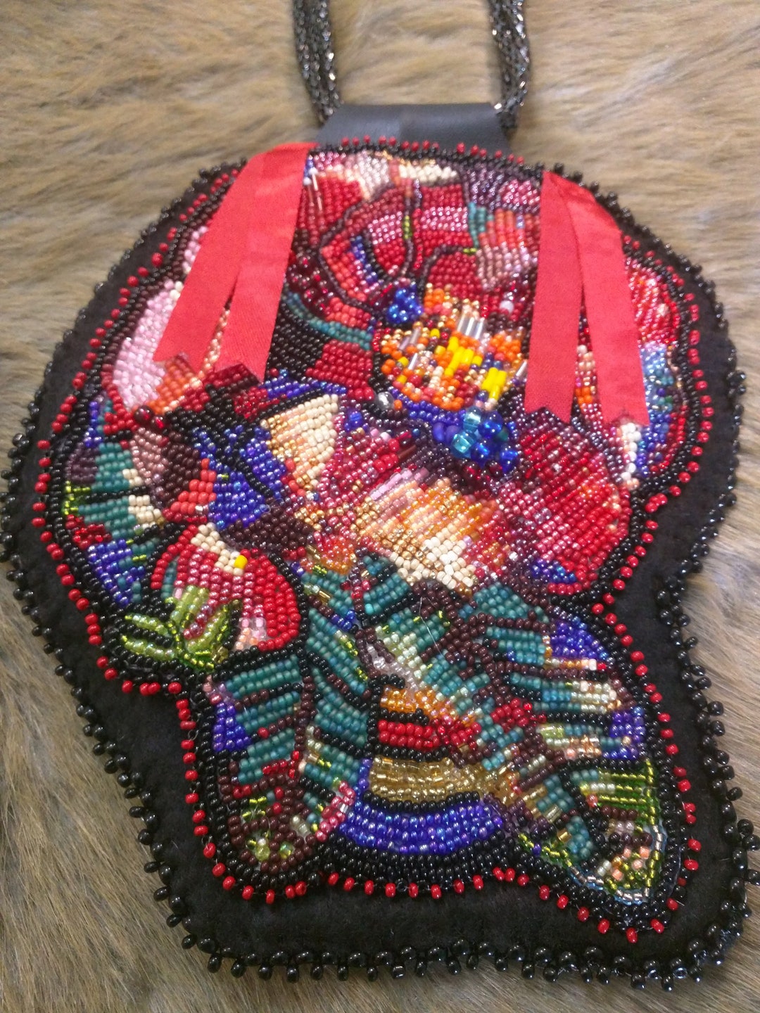 Fully Beaded Floral Medallion Necklace, Haut Couture Bead Embroidery ...