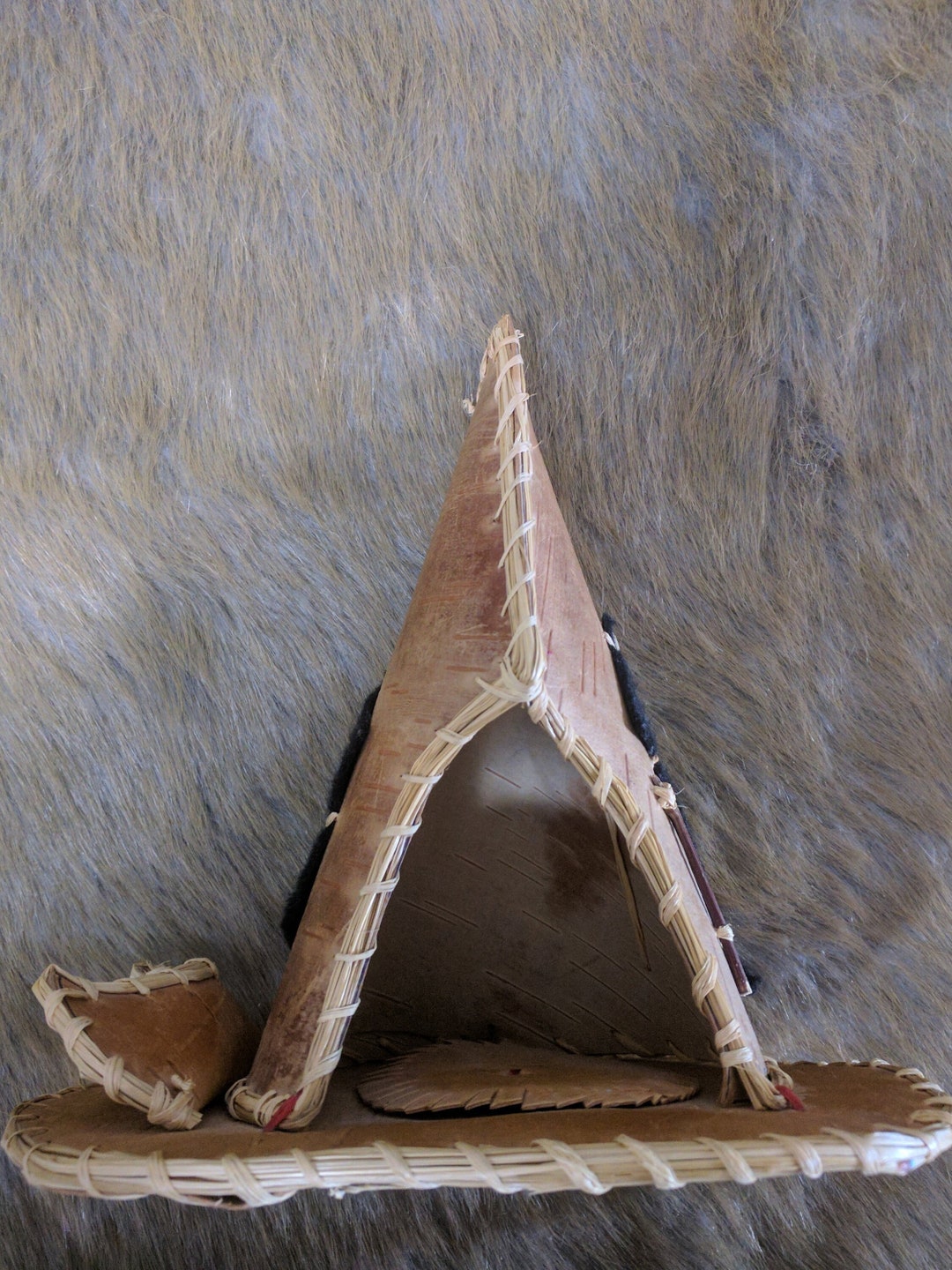VINTAGE Aboriginal Birch Bark Tipi & Canoe Indigenous Art - Etsy