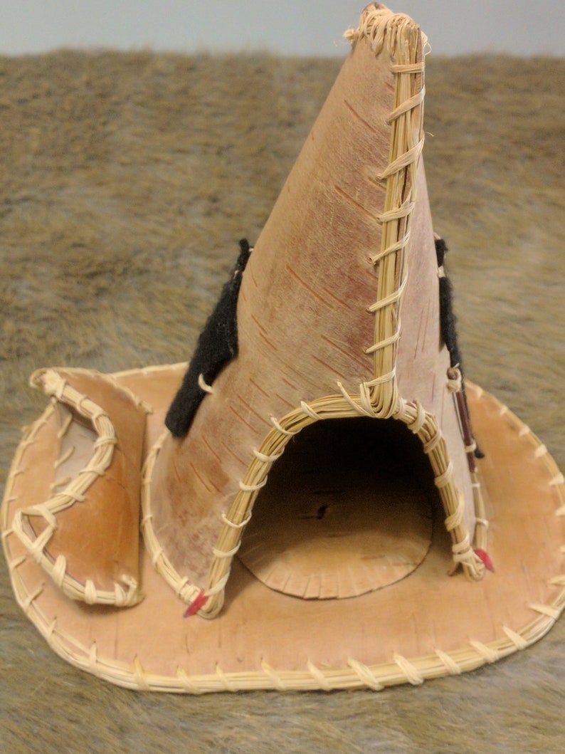 VINTAGE Aboriginal Birch Bark Tipi & Canoe | Indigenous Art ...