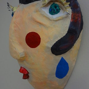 Paper-mâché Sculpture, 3-D Folk Art, "big Curl", Handmade Wall Mount ...