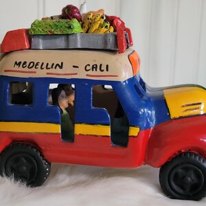 Chiva Bus Terracotta Folk Art, Vintage Columbian Cultural Pottery ...