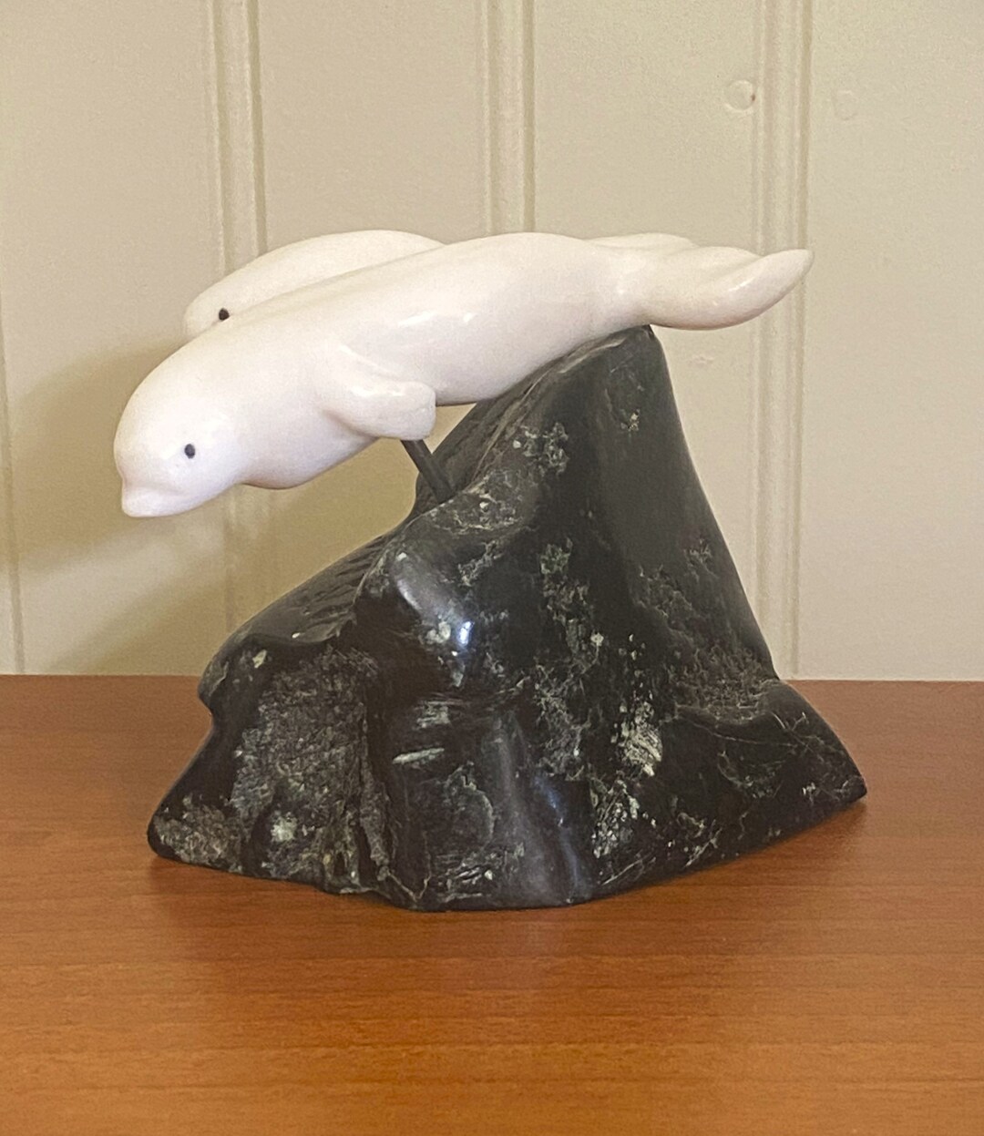 Beluga Whale Sculpture: INUIT Hand Carved Marble & Serpentine, Signed ...