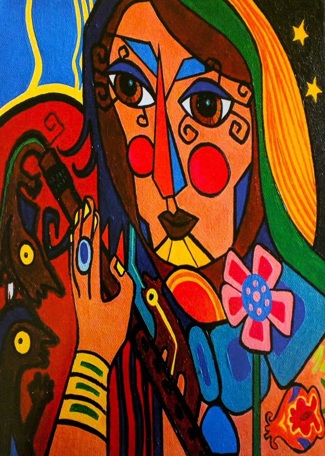 Native Flute Spirit Art Print: Woodland Style, Indigenous Design - Etsy