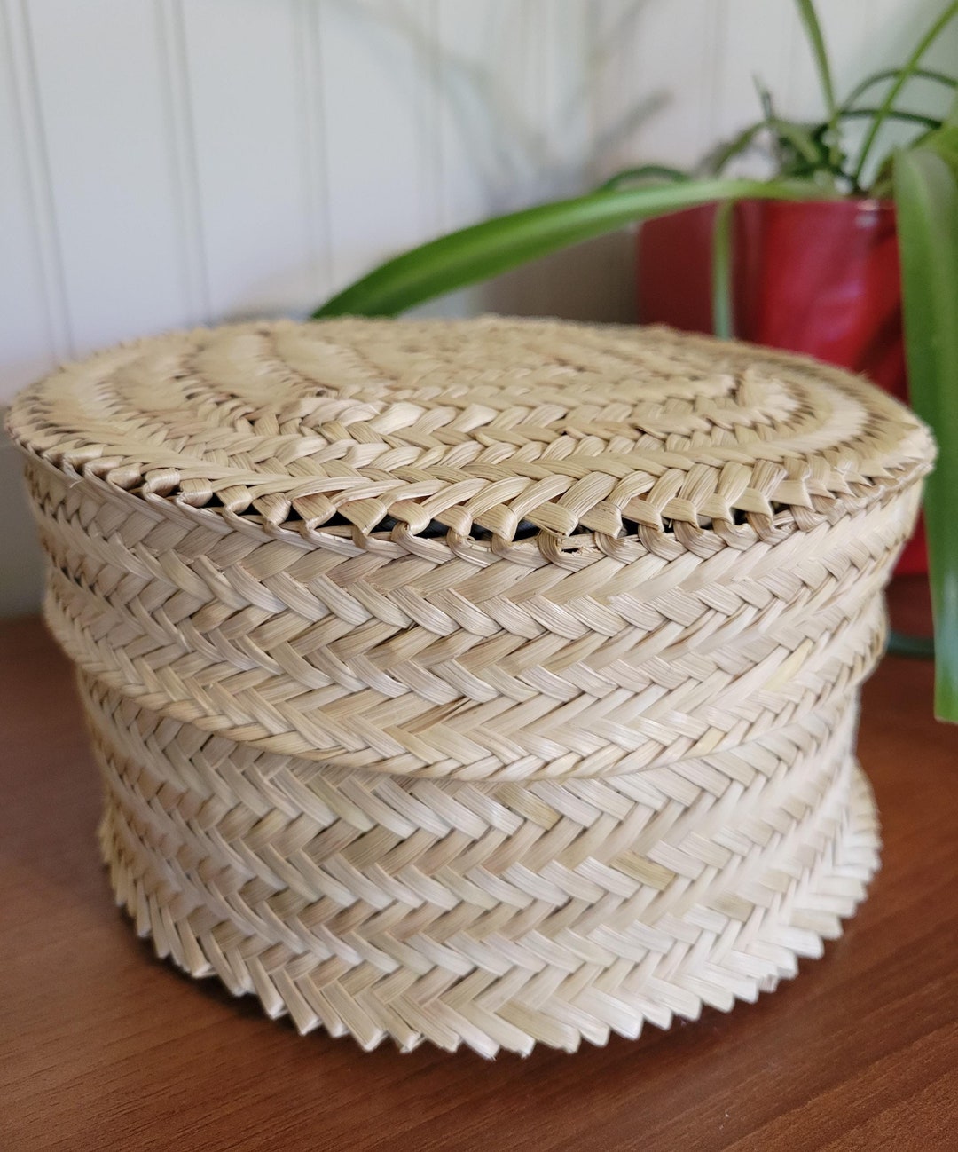 MEXICAN Tarahumara Handwoven Basket, Lidded Vintage Indigenous Daily ...