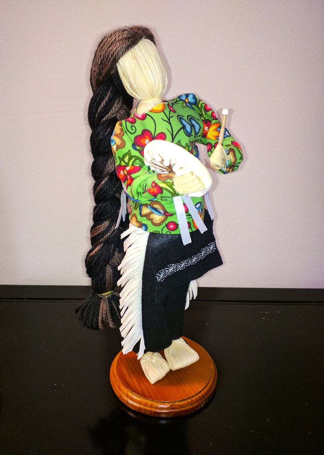 VTG Corn Husk No Face Doll, Native American Drummer in Regalia ...