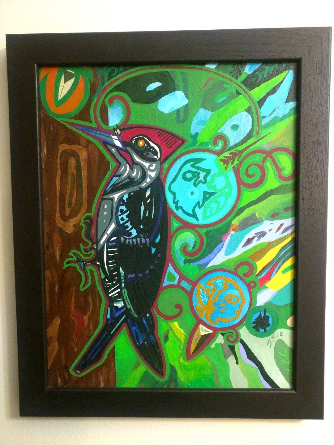 Native Art, Original Painting Adviser to Nanabush, Set in a Wood Frame ...