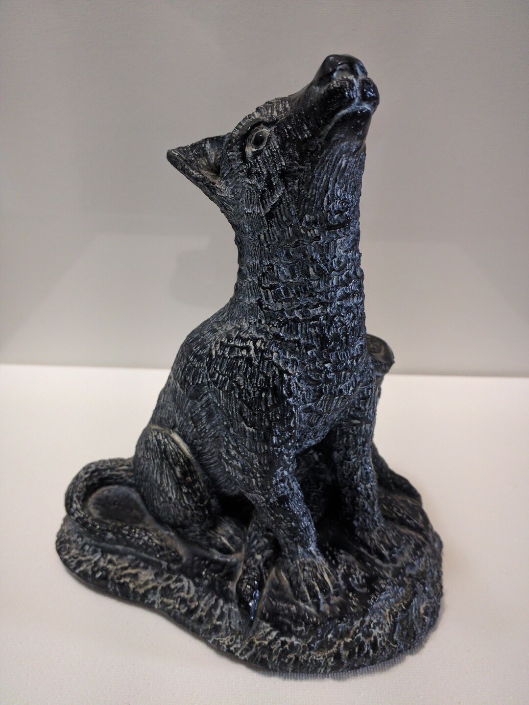 VINTAGE Carved Wolf Figurine, Wildlife Art Sculpture Dated 1972 ...