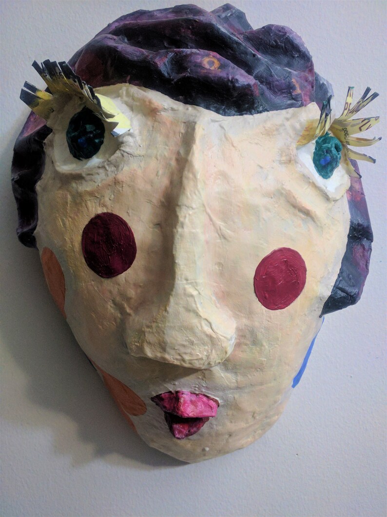 Paper-mâché Sculpture, 3-D Folk Art, big Curl, Handmade Wall Mount ...