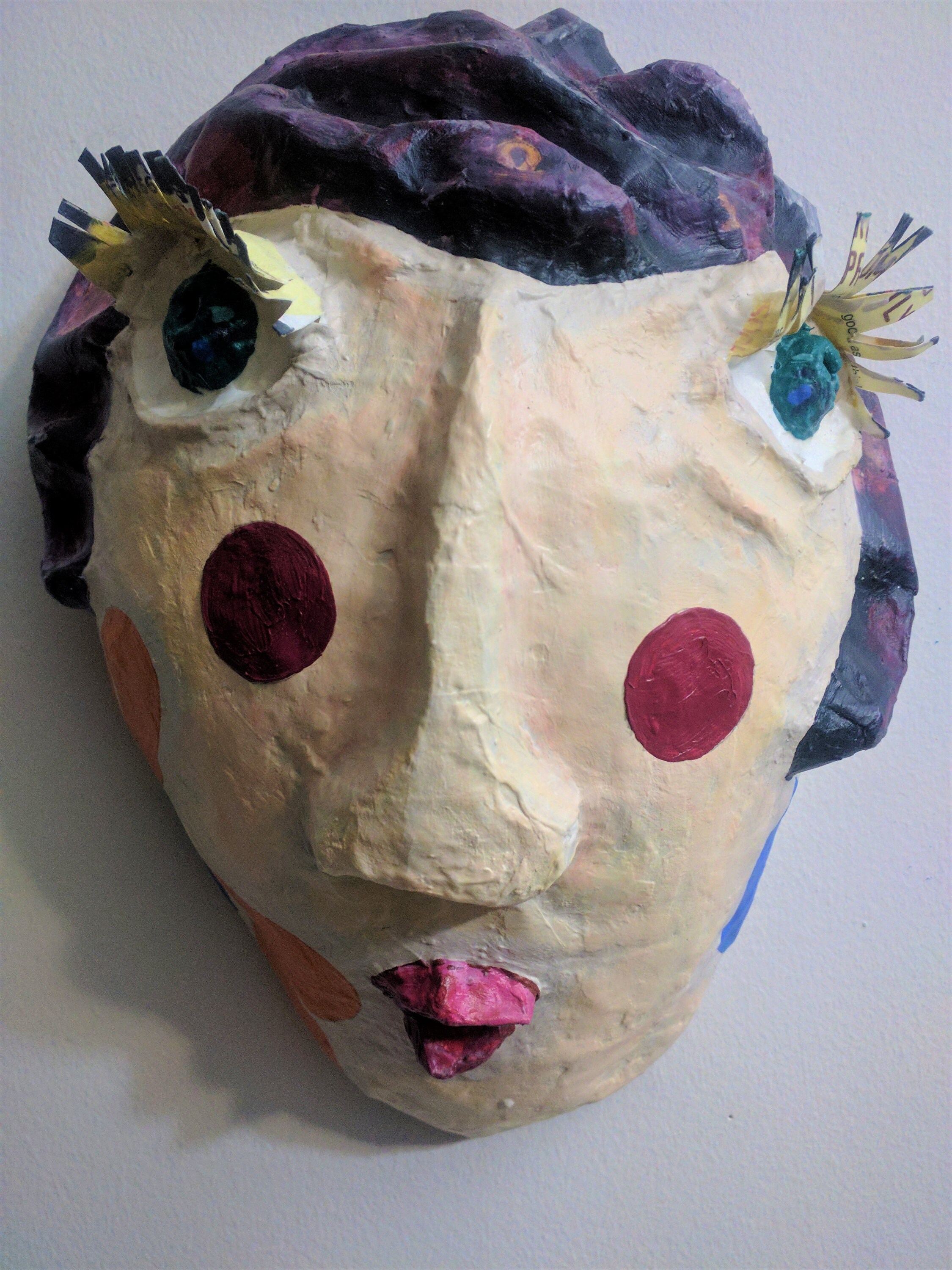 Paper-mâché Sculpture, 3-D Folk Art, "big Curl", Handmade Wall Mount ...