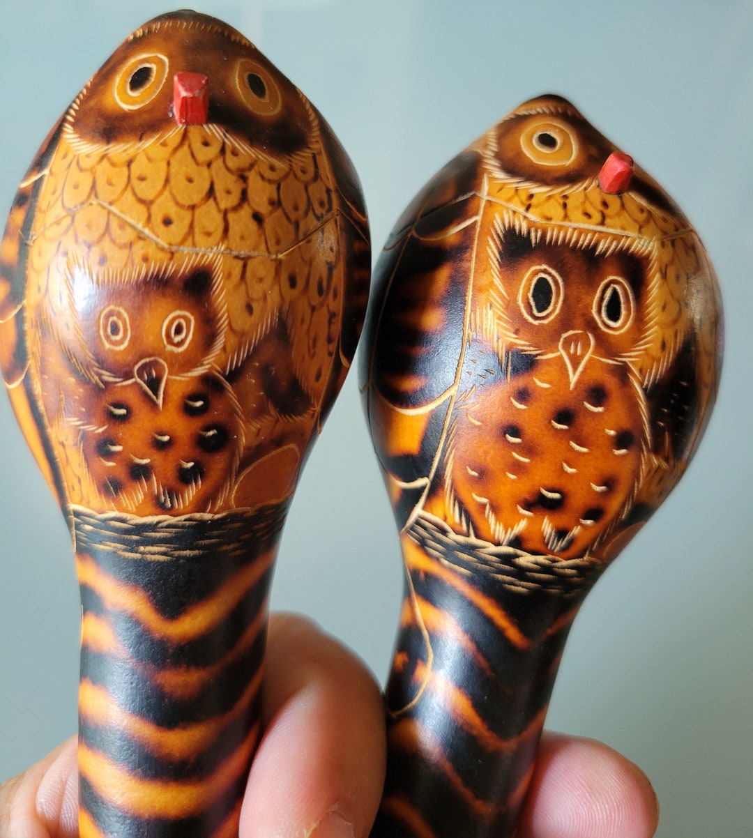 Owl Themed Maracas, PERUVIAN Folk Art, Unused Vintage Percussion ...