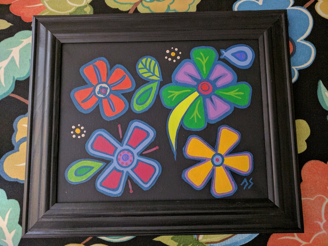 Métis-ojibwe Floral Art: Original Hand-painted Wall Art - Etsy