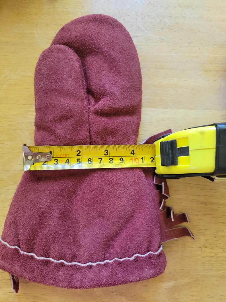 VTG OJIBWAY Beaded Gauntlet Mittens, Floral Beadwork Detail, Moose Hide ...