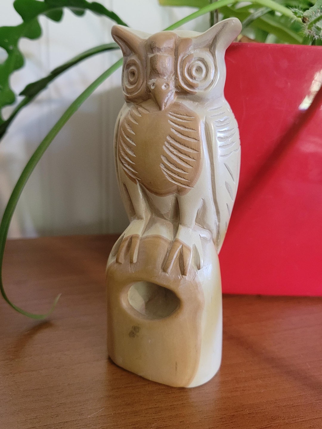 Vintage Stone Owl Figurine, Handmade, Hand Carved, Heavy Picasso Marble ...