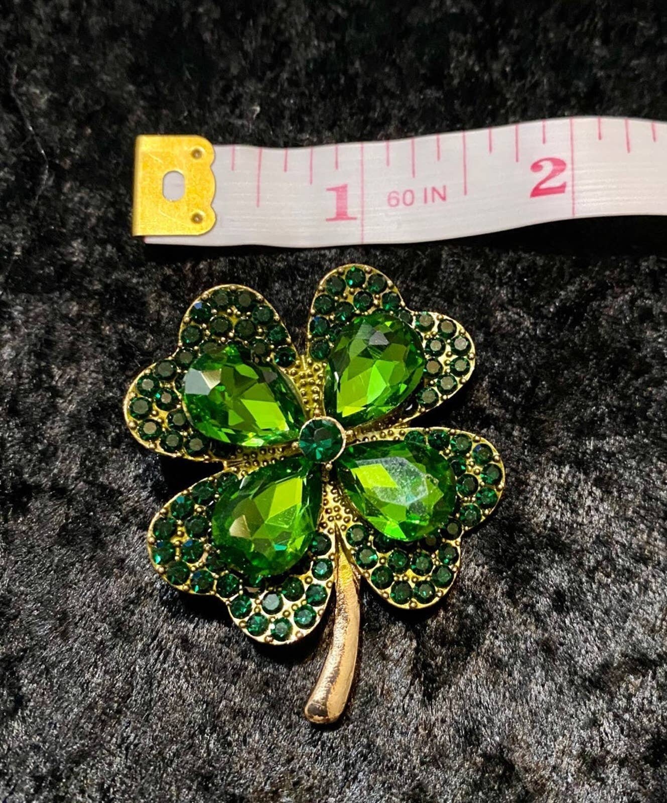 Shamrock Rhinestone Brooch - Etsy