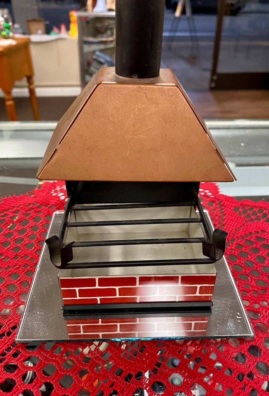 50’s RARE Smoking Fireplace Ashtray With Cigarette Holder MCM Chimney ...