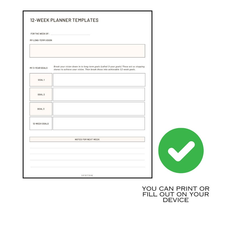 12-week-year Infographic. bonus Templates Included - Etsy