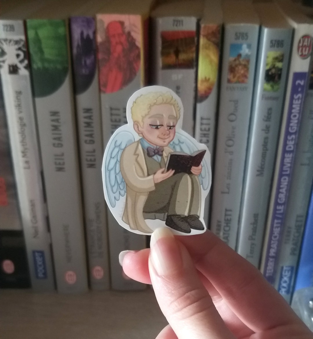 Glossy Sticker Aziraphale and Her Book Good Omens - Etsy