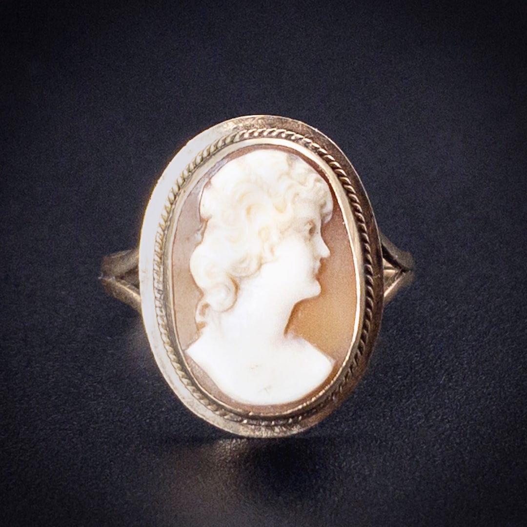 Antique 14K & Carved Shell Cameo Ring - Etsy