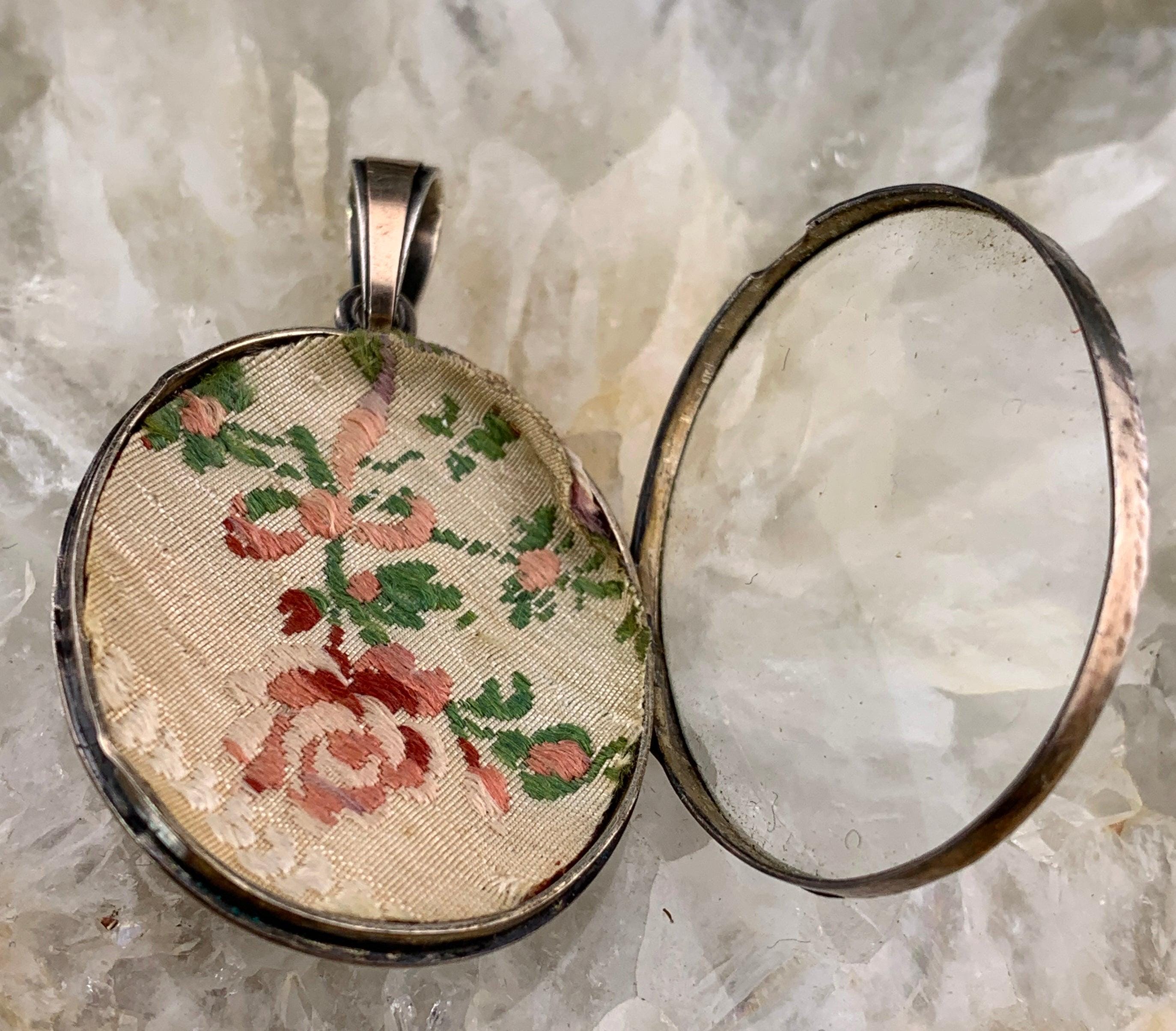 Antique French 18K, Silver, Diamond & Hand Painted Enamel Locket ...