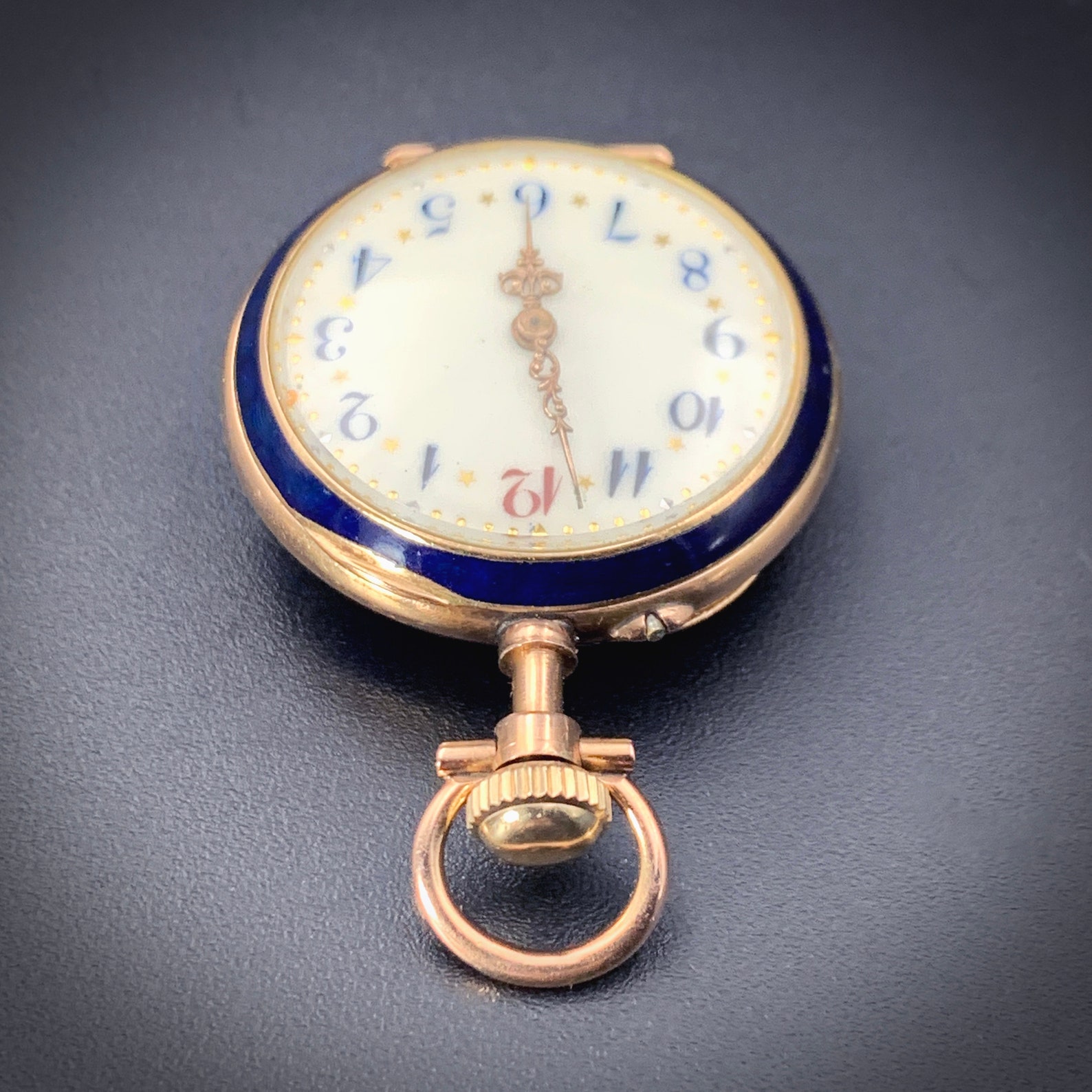 Antique 14K, Diamond & Hand Painted Enamel Pocket Watch - Etsy