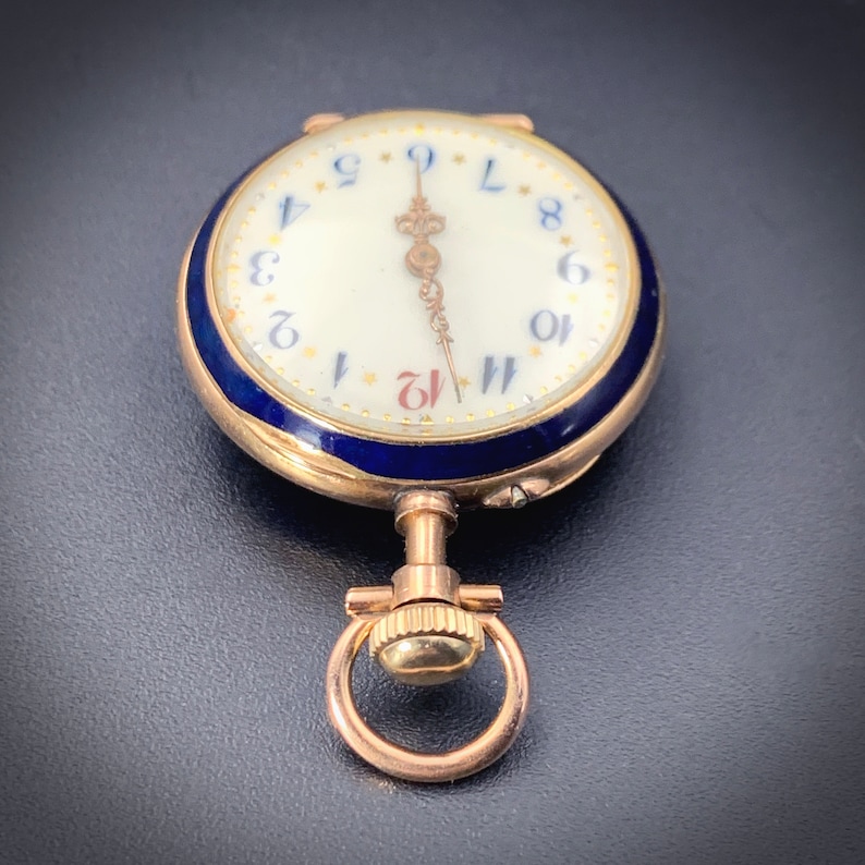 Antique 14K, Diamond & Hand Painted Enamel Pocket Watch - Etsy