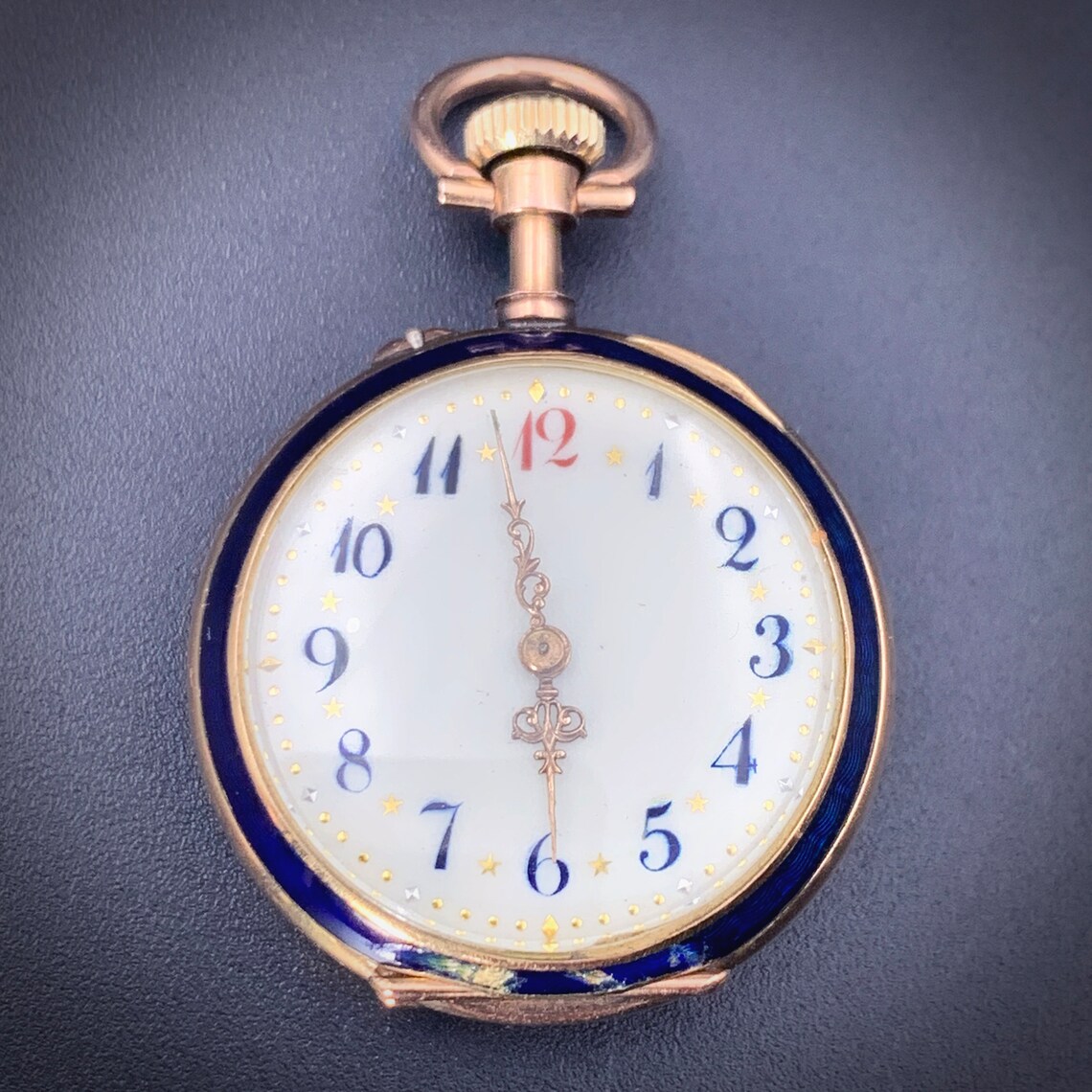 Antique 14K, Diamond & Hand Painted Enamel Pocket Watch - Etsy