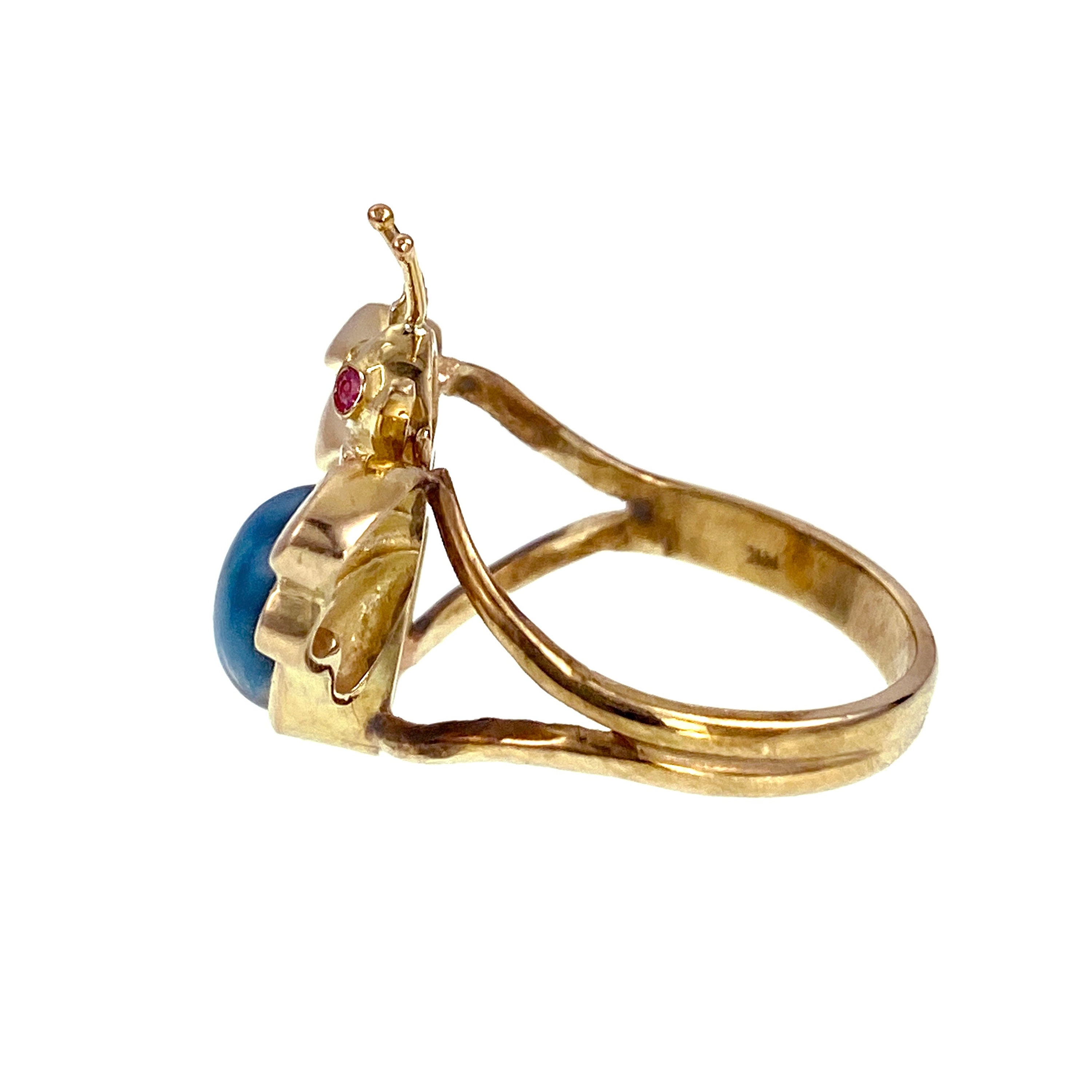 14K, Blue Topaz, Diamond & Ruby Conversion Ring - Etsy