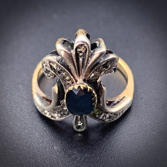 Antique French 18K, Silver, Diamond & Sapphire Duches… - Gem
