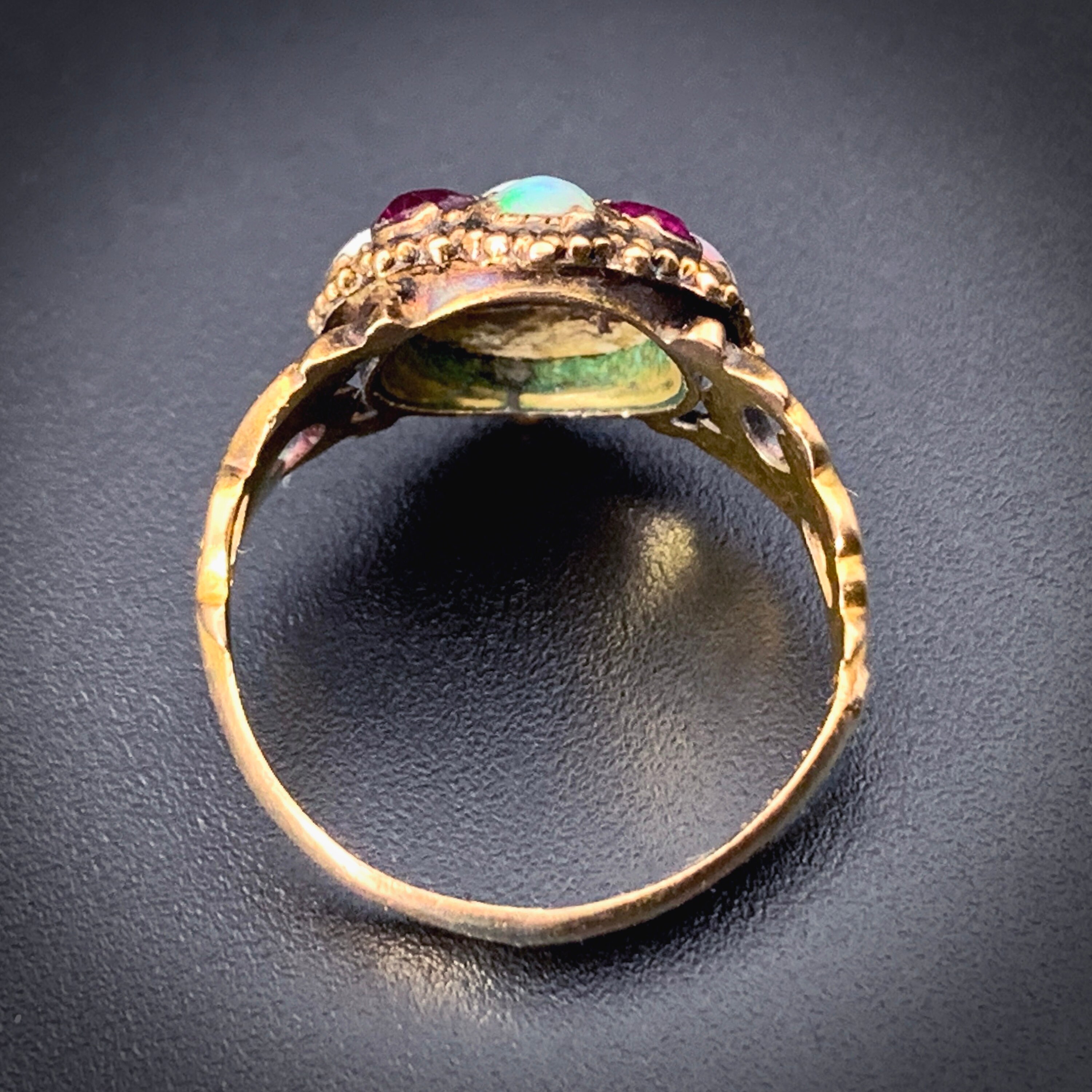 Antique English 15K, Ruby & Opal Cruciform Ring - Etsy