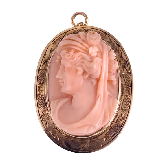 Antique 10K Carved Coral Cameo Brooch pendant Etsy