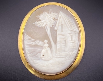 Carved Shell Brooch - Etsy