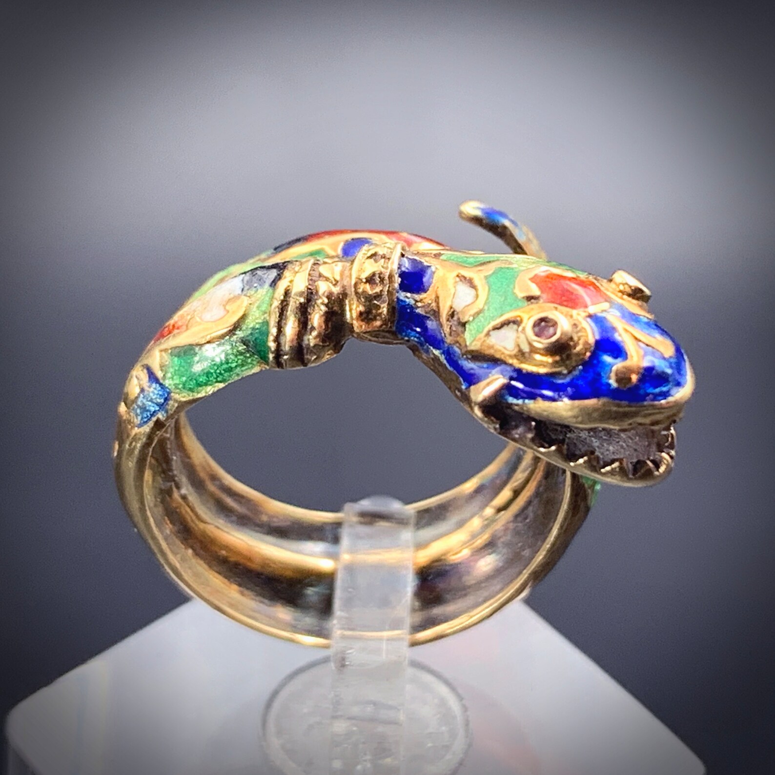 Vintage 14K & Enamel Snake Ring - Etsy