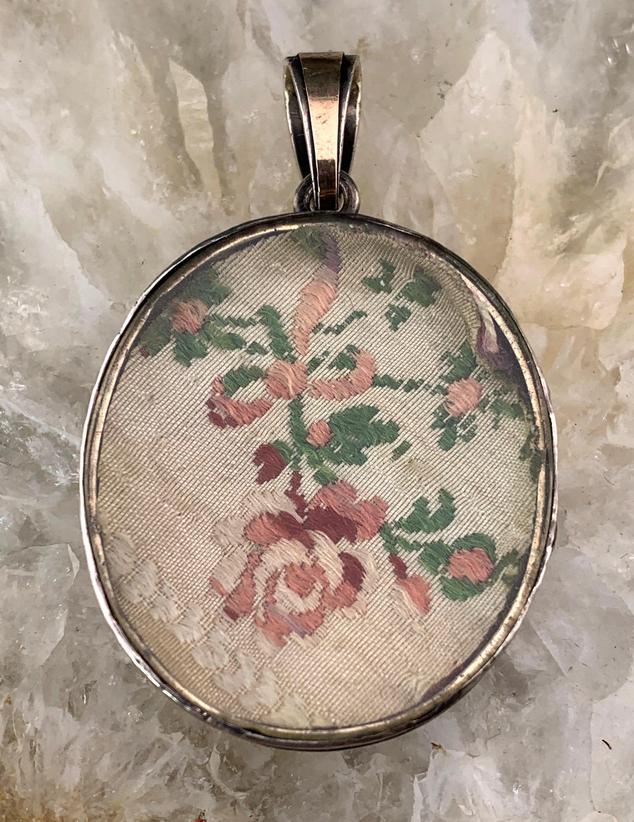 Antique French 18K, Silver, Diamond & Hand Painted Enamel Locket ...