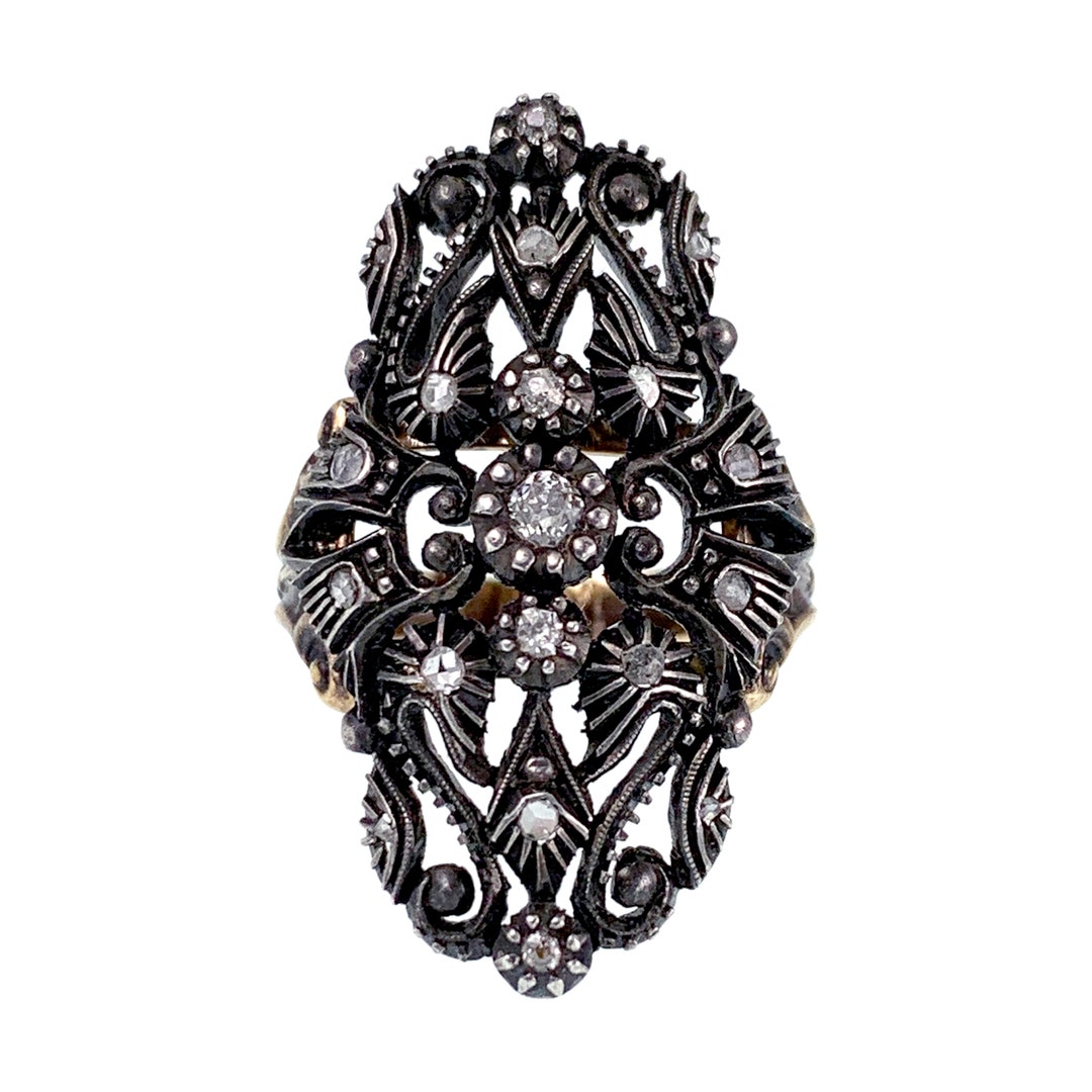 Gothic Revival 18K, 14K, Silver & Diamond Conversion Ring - Etsy