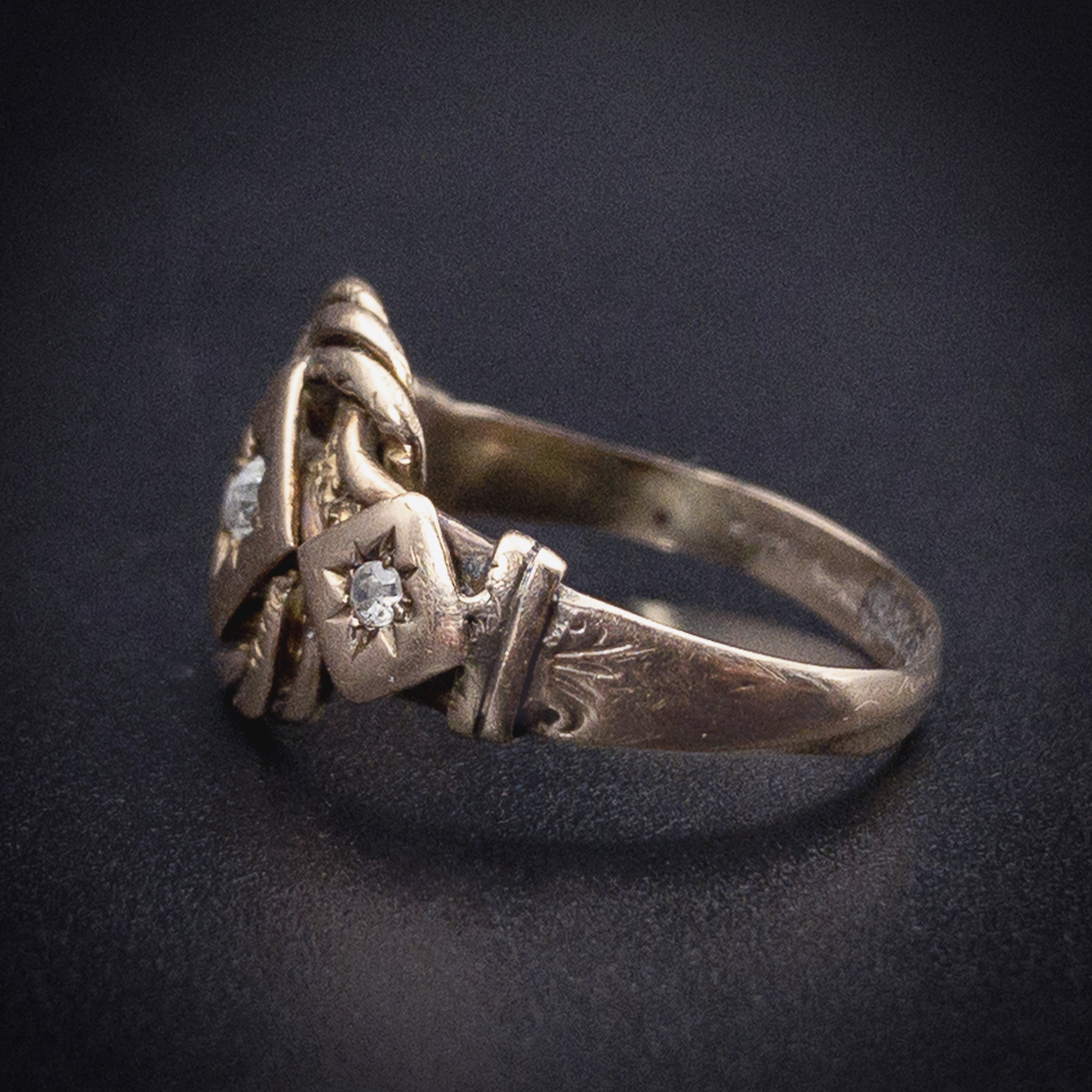 Antique 9K & Diamond Knot Ring - Etsy