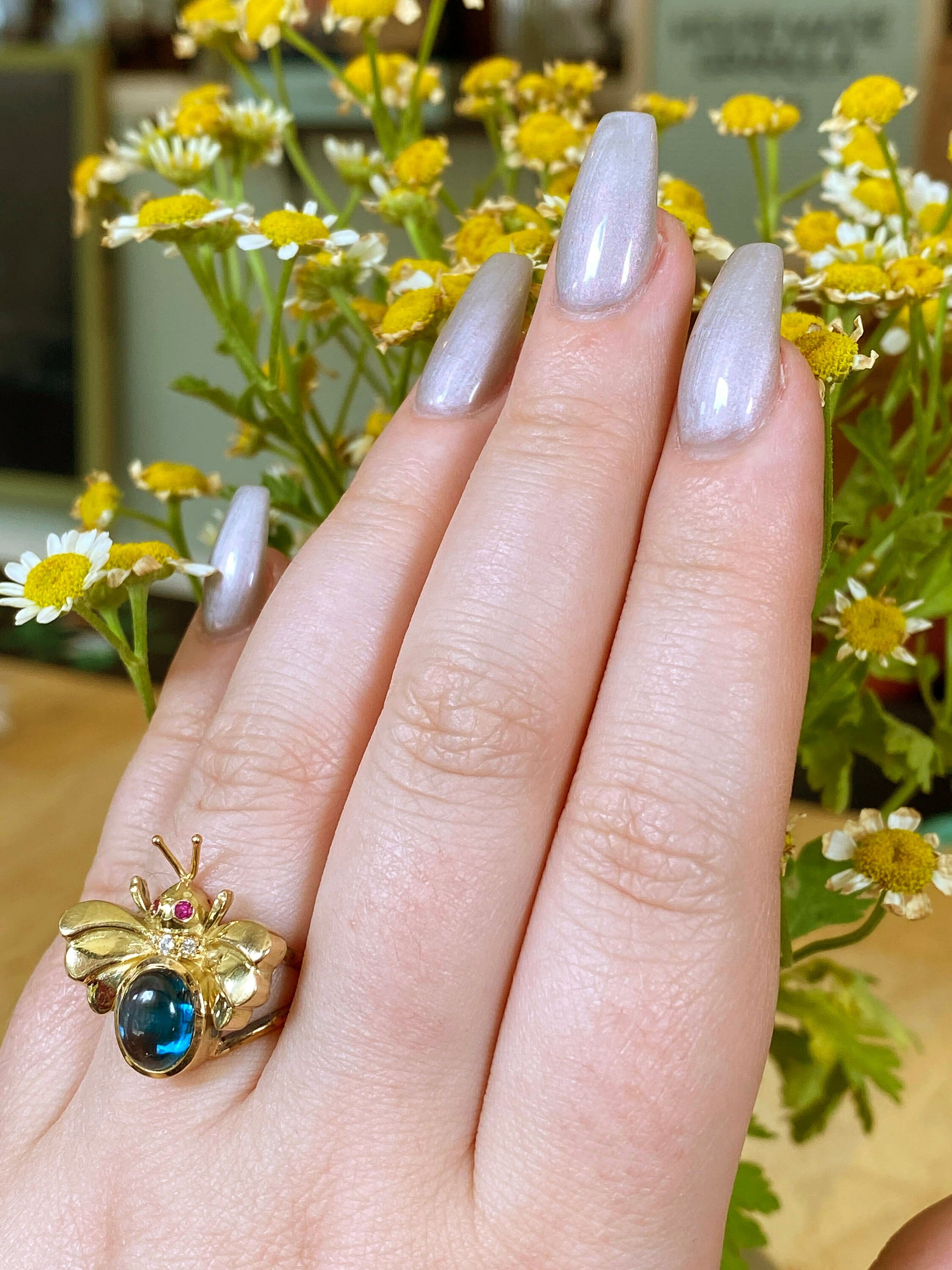 14K, Blue Topaz, Diamond & Ruby Conversion Ring - Etsy