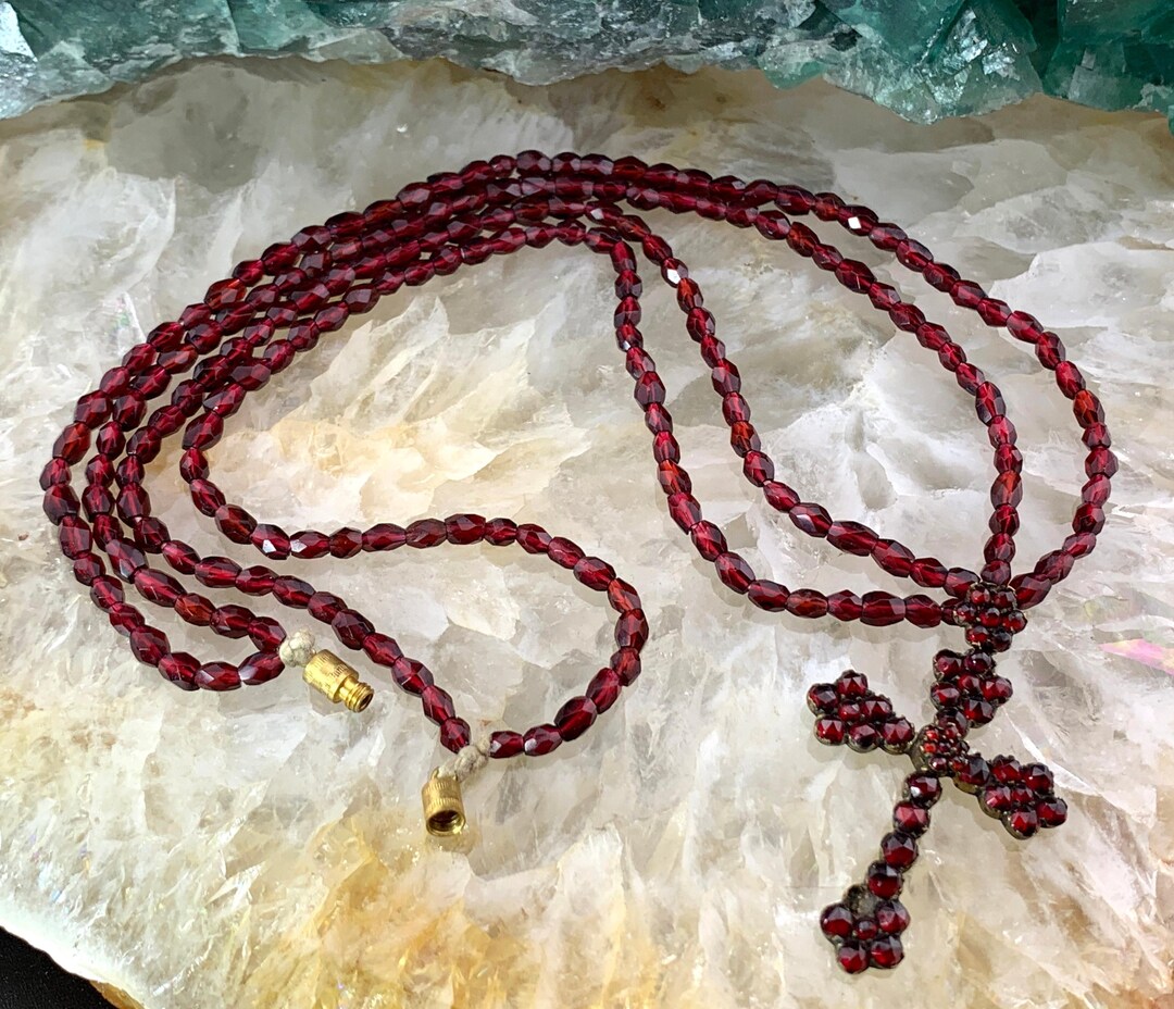 Antique Garnet Cross Necklace in Garnet Gold - Etsy