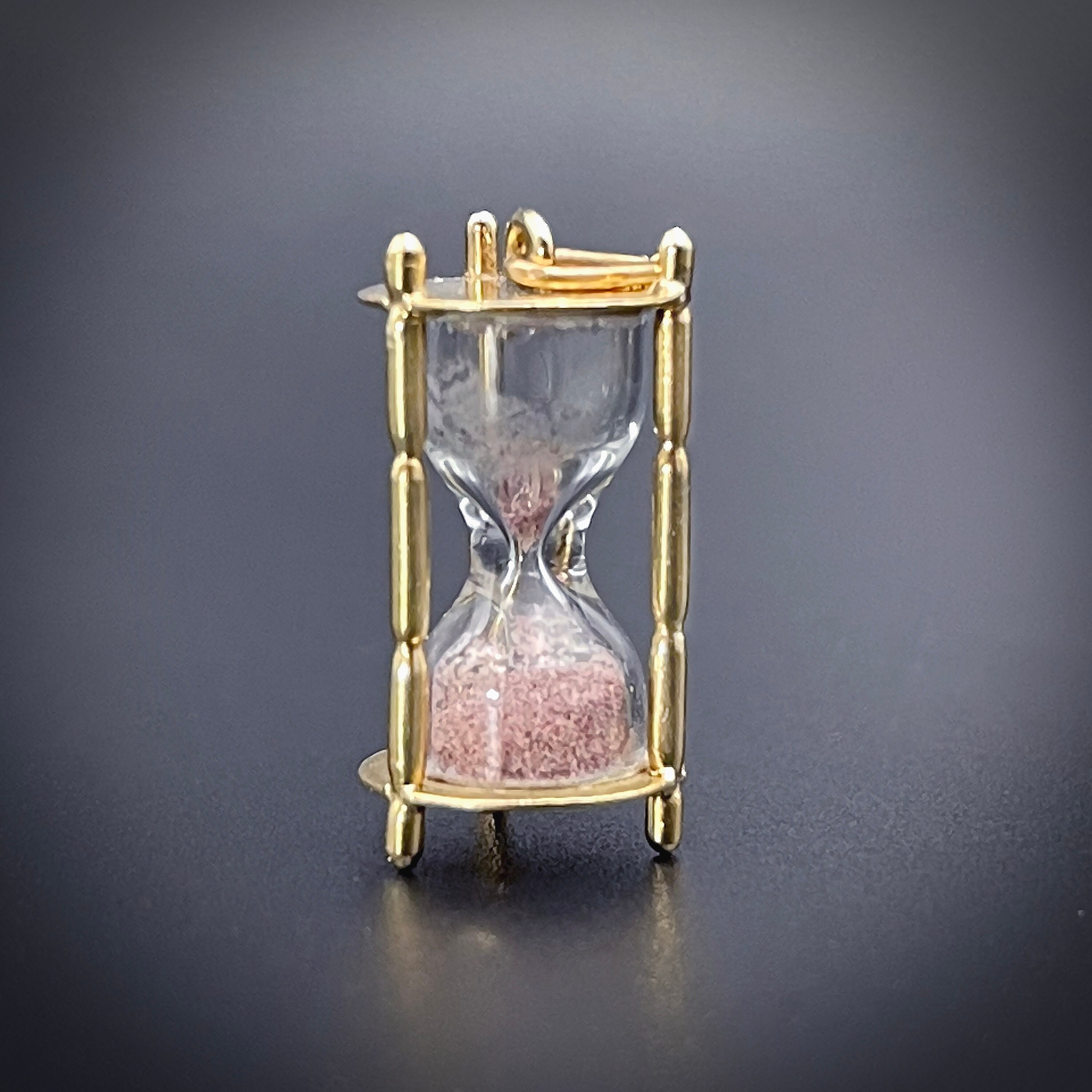 Adorable Vintage 15K & Pink Sand Hourglass Charm - Etsy