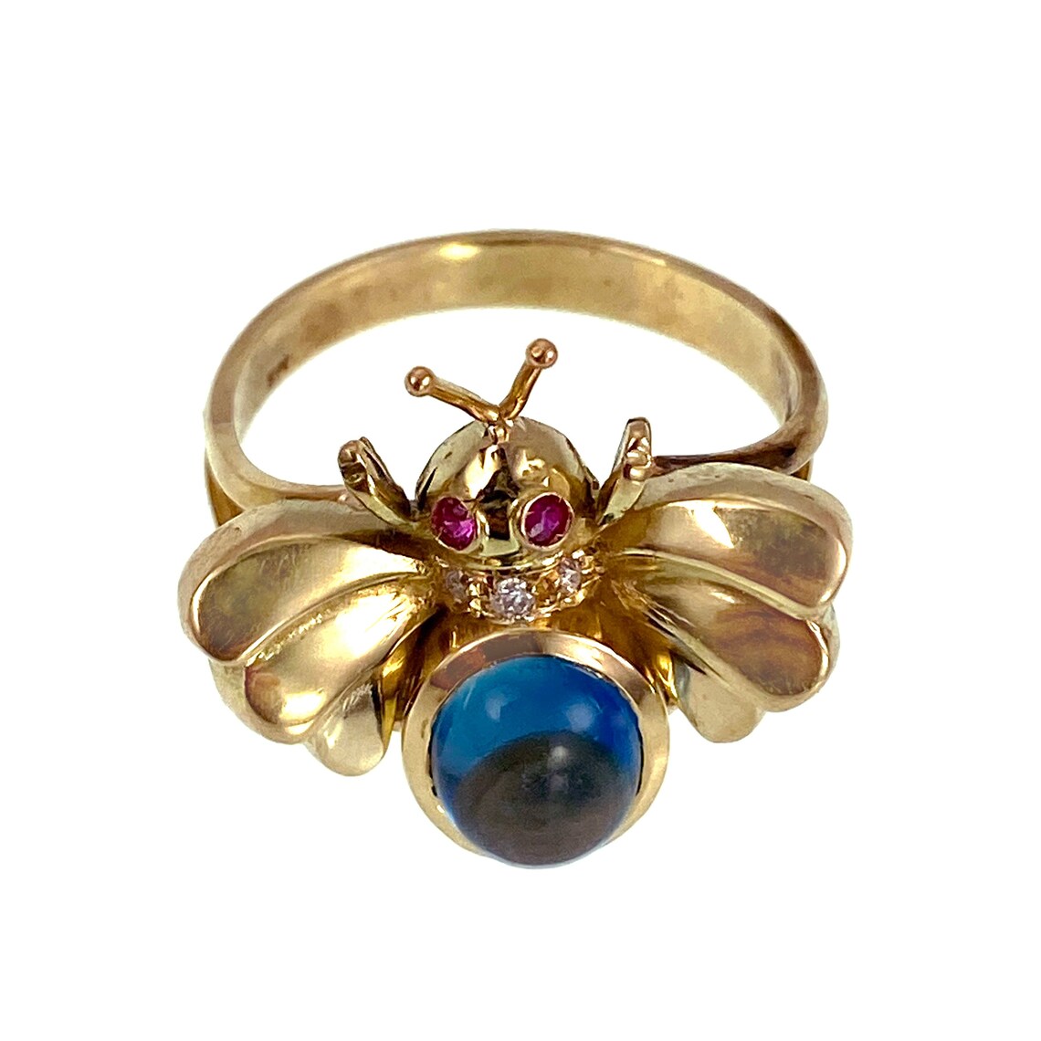 14K, Blue Topaz, Diamond & Ruby Conversion Ring - Etsy