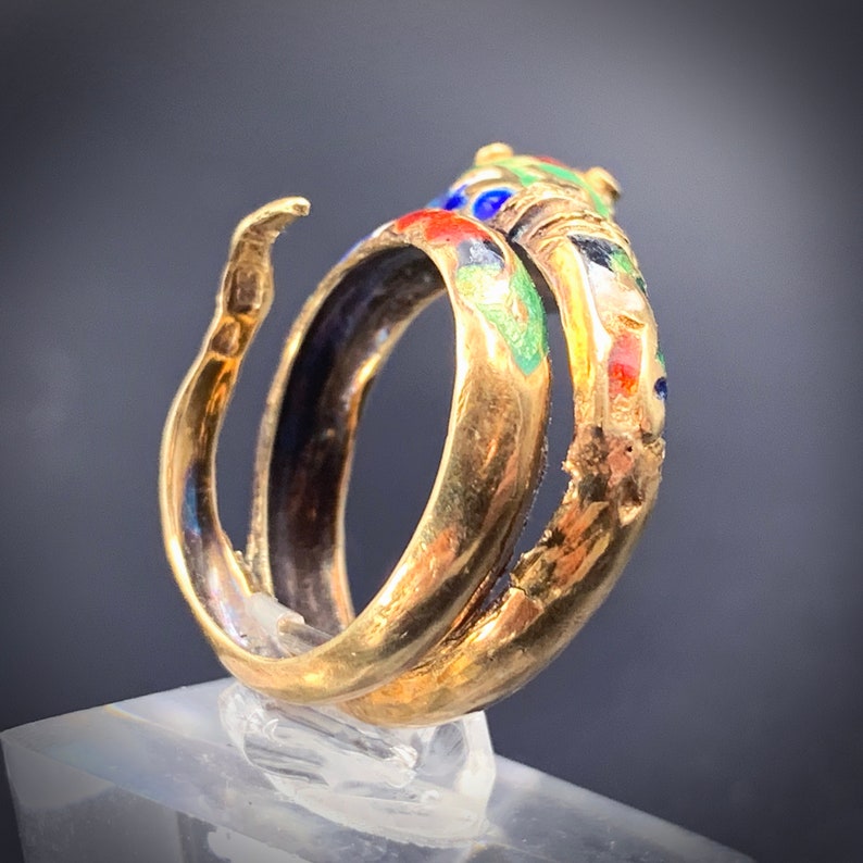 Vintage 14K & Enamel Snake Ring - Etsy