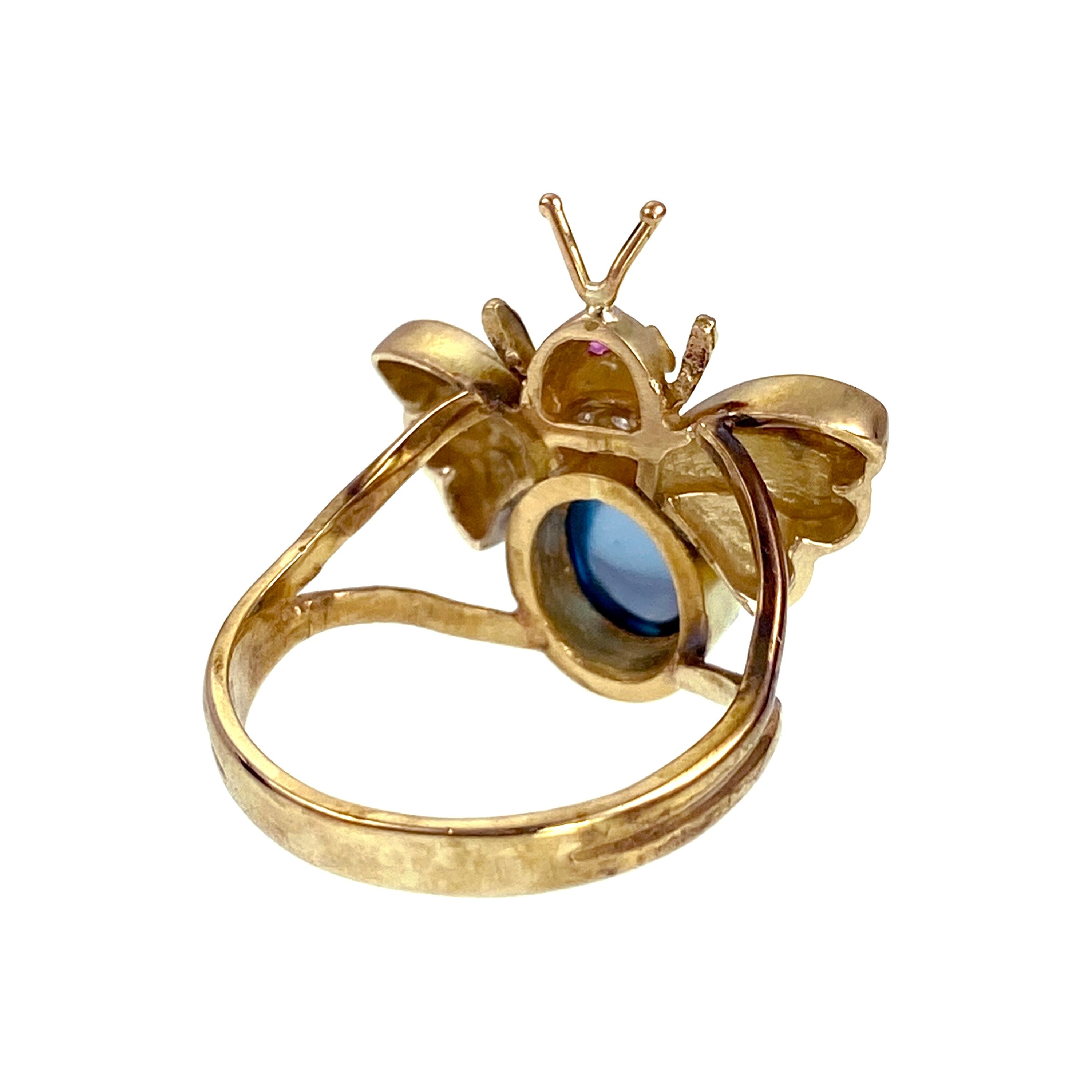 14K, Blue Topaz, Diamond & Ruby Conversion Ring - Etsy