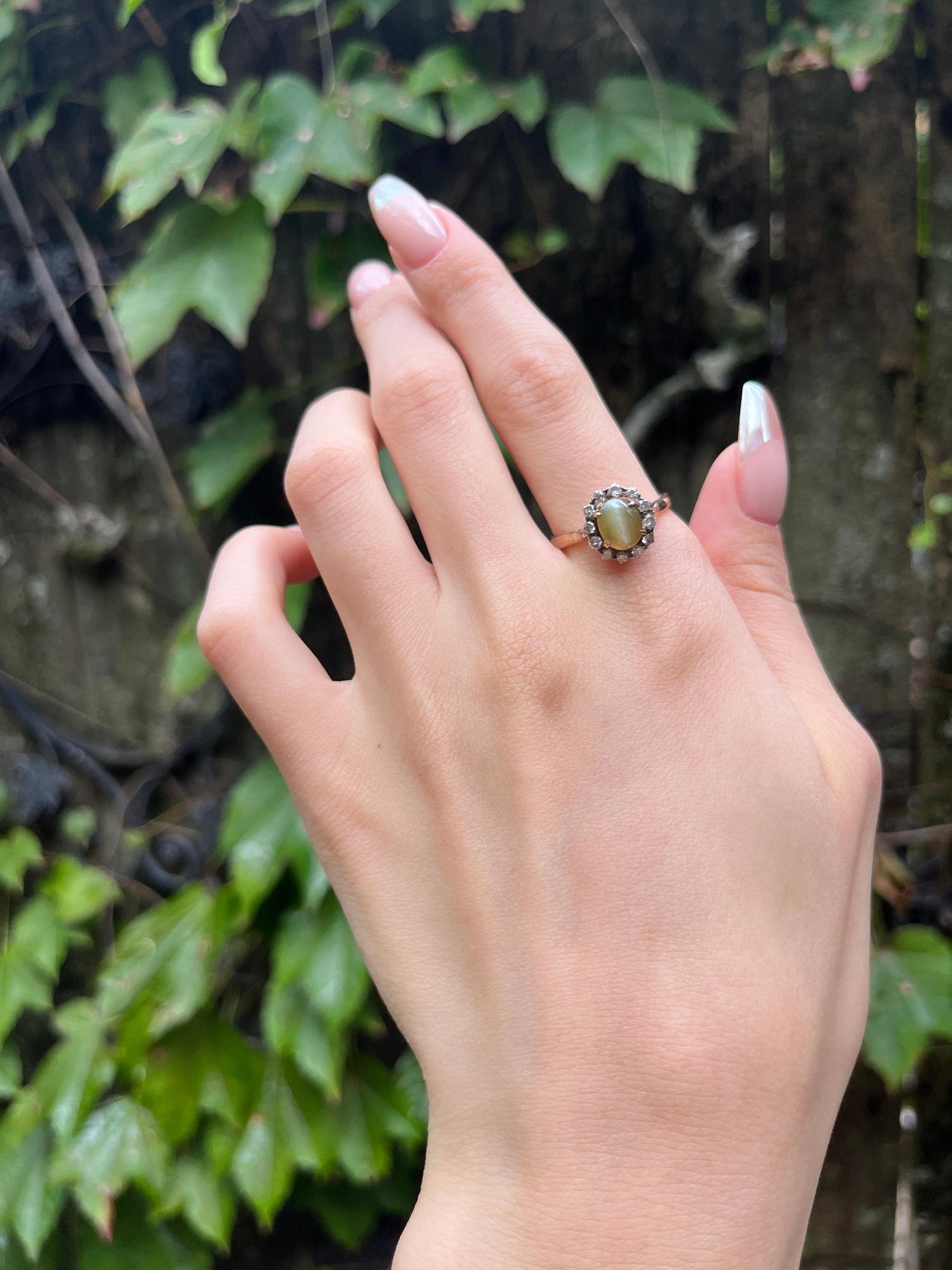 Vintage 12K, Diamond & Cats Eye Chrysoberyl Ring - Etsy