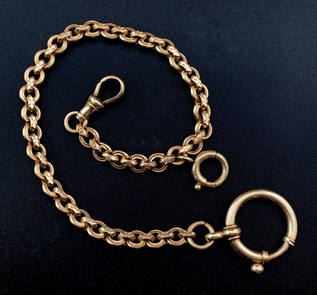 Antique 14K Gold Watch Chain - Etsy