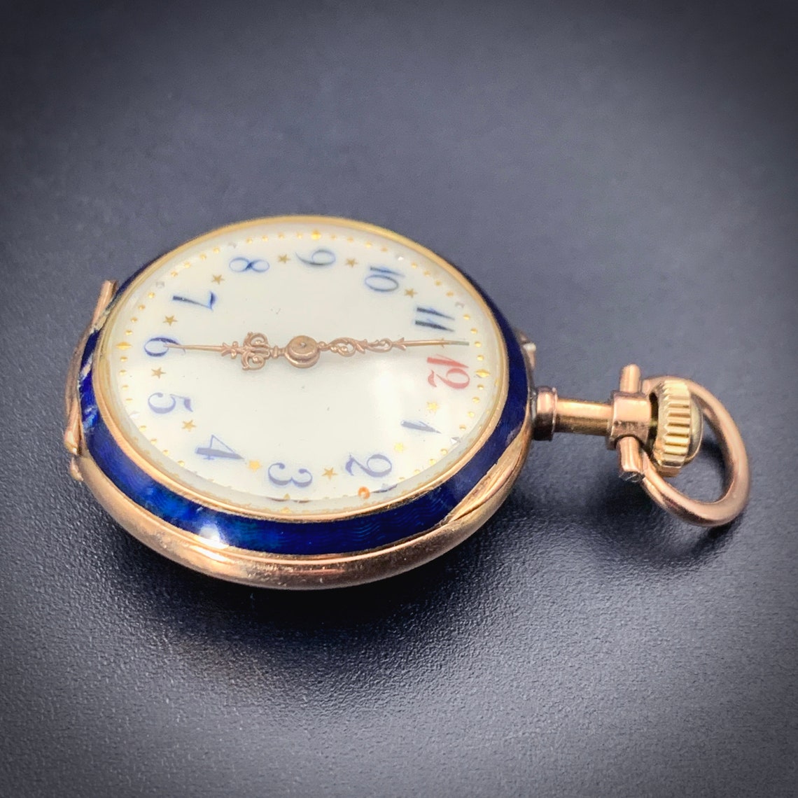 Antique 14K, Diamond & Hand Painted Enamel Pocket Watch - Etsy
