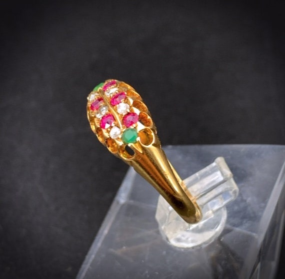 Antique 18K, Diamond, Ruby & Demantoid Ring - Gem