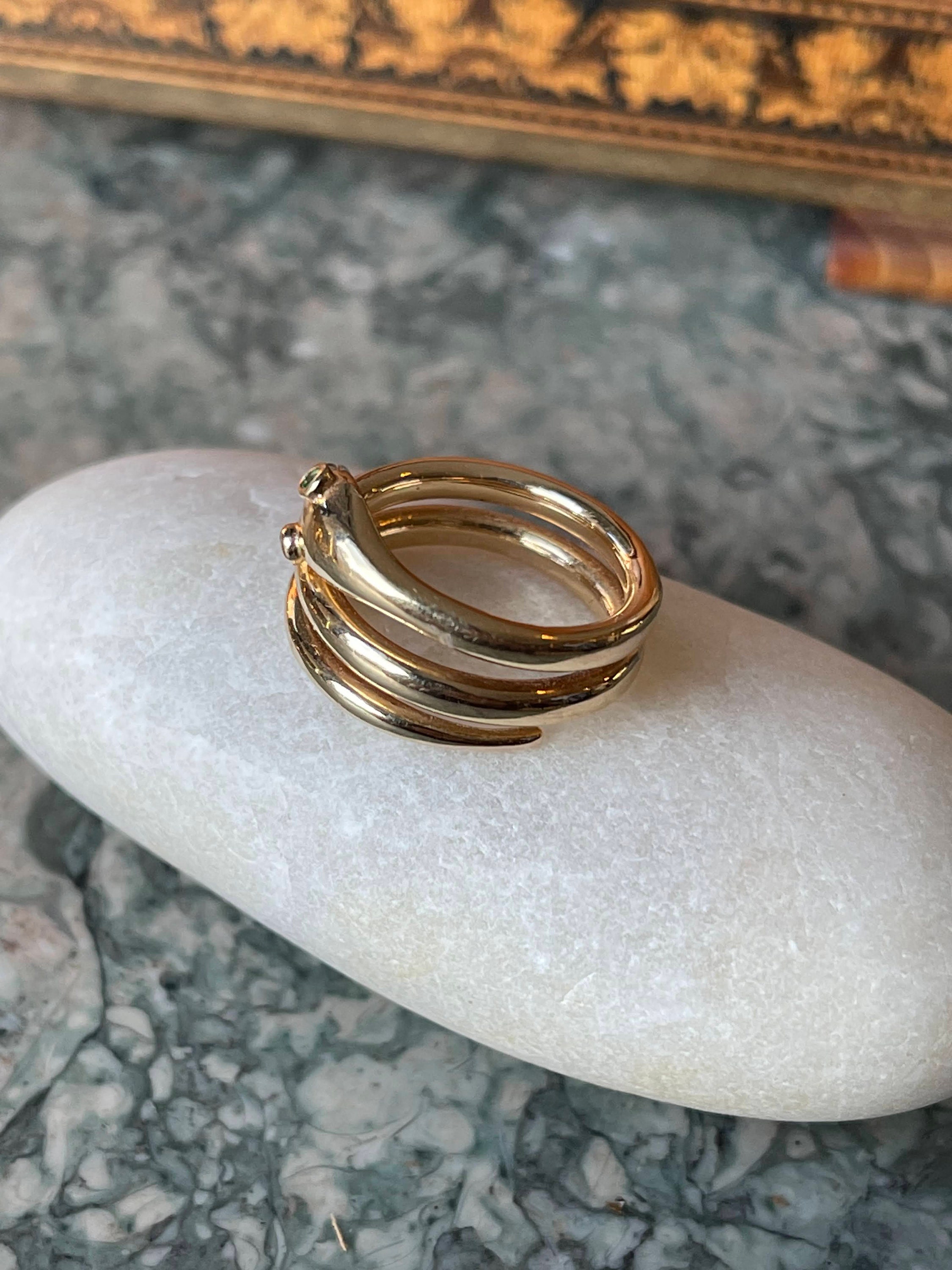 Victorian Inspired 14k Gold Snake Ring With Gemstone Eyes - Etsy
