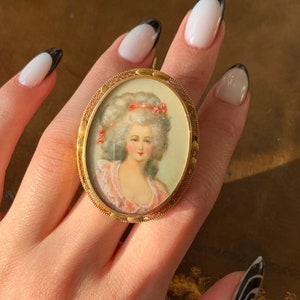 Vintage 14K Hand Painted Portrait Brooch/pendant - Etsy